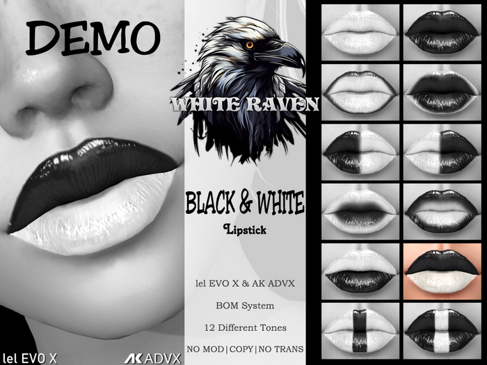 Second Life Marketplace [wr] Black And White Lipstick Demo